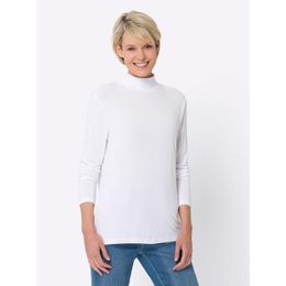 Stehkragenshirt Classic Basics "Stehkragen-Shirt", Damen, Gr. 38, beige (ecru), 95% Viskose, 5% Elasthan, unifarben, Shirts Stehkragenshirt