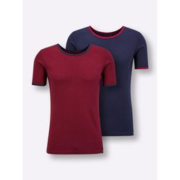 w&auml;schepur Unterziehshirt W&Auml;SCHEPUR, Damen, Gr. 6, 2 Stk., Normalgr&ouml;&szlig;en, marine, dunkelrot, 100% Baumwolle, Rundhals, Unterhemden
