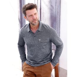 Langarmshirt Marco Donati "Langarm-Shirt", Herren, Gr. 48/50, marine, gestreift, 100% Baumwolle, gestreift, meliert, Shirts Langarmshirt