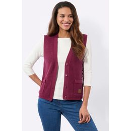 Strickweste Casual Looks, Damen, Gr. 36, lila (bordeaux), 50% Baumwolle, 50% Polyacryl, meliert, unifarben, Westen Strickweste