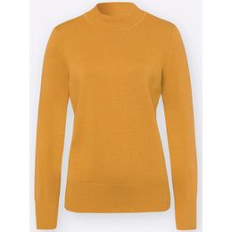Strickpullover Classic Basics "Pullover", Damen, Gr. 38, gelb (ocker), 100% Baumwolle, unifarben, Pullover Strickpullover