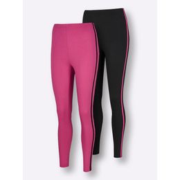 Leggings feel good, Damen, Gr. 40/42, Normalgr&ouml;&szlig;en, schwarz, fuchsia, 95% Baumwolle, 5% Elasthan, unifarben, Hosen Leggings