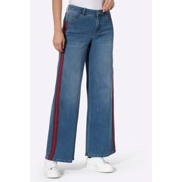 Bequeme Jeans Heine, Damen, Gr. 50, Normalgr&ouml;&szlig;en, blau, stone, washed, 78% Baumwolle, 20% Polyester, 2% Elasthan, unifarben, lang, Jeans