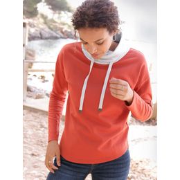 Sweatshirt Casual Looks, Damen, Gr. 36, terra, hellgrau, 100% Baumwolle, gemustert, mehrfarbig, unifarben, Sweatshirts Sweatshirt