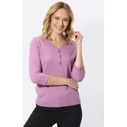 V-Ausschnitt-Pullover Classic Basics "V-Ausschnitt-Pullover", Damen, Gr. 44, orchidee, 100% Polyacryl, unifarben, Pullover