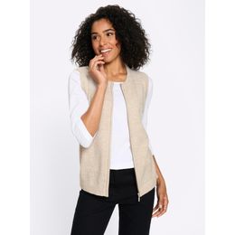 Strickweste Classic Basics, Damen, Gr. 42, sesam, ecru, meliert, 100% Polyacryl, meliert, Westen Strickweste