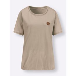 Rundhalsshirt Casual Looks "Shirt", Damen, Gr. 36, beige (sesam), 100% Baumwolle, unifarben, Rundhals, Shirts Rundhalsshirt