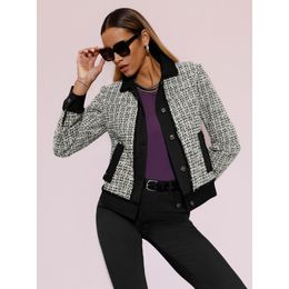 CR&Eacute;ATION L Jackenblazer CREATION L "Boucl&eacute;-Blazer", Damen, Gr. 38, schwarz, ecru, gemustert, 76% Polyester, 24% Baumwolle, Blazer