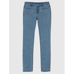 Bequeme Jeans Classic Basics, Damen, Gr. 20, Normalgr&ouml;&szlig;en, blau, bleached, 81% Baumwolle, 17% Polyester, 2% Elasthan, unifarben, lang, Jeans