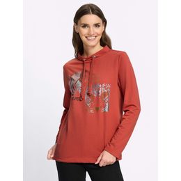 Sweatshirt Classic Basics, Damen, Gr. 38, rot (terra, schoko), 50% Baumwolle, 50% Polyester, gemustert, mehrfarbig, Sweatshirts Sweatshirt