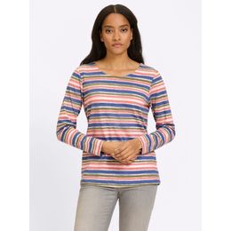 Langarmshirt Heine "Ringelshirt", Damen, Gr. 38, ecru, rosenholz, geringelt, 95% Baumwolle, 5% Elasthan, bedruckt, gemustert, gestreift, mehrfarbig, Rundhals, Shirts Langarmshirt