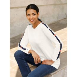 Longpullover Classic Basics "Longpullover", Damen, Gr. 38, wei&szlig;, marine, 100% Polyacryl, gemustert, mehrfarbig, Pullover Longpullover