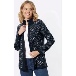 Strickjacke Classic Basics, Damen, Gr. 38, marine, ecru, gemustert, 100% Polyacryl, gemustert, mehrfarbig, Strickjacken Strickjacke