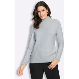 Stehkragenpullover Inspirationen "Stehkragen-Pullover", Damen, Gr. 40, hellgrau, meliert, 50% Viskose, 28% Polyester, 22% Polyamid, meliert, unifarben, Pullover Stehkragenpullover