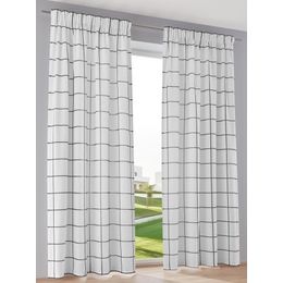 Gardine Gr. 1, wei&szlig;, schwarz, B:130cm H:145cm, Polyester, Gardinen, Gardine
