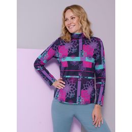 Langarmshirt Classic Basics "Shirt", Damen, Gr. 44, marine, lila, bedruckt, 100% Baumwolle, gemustert, mehrfarbig, Shirts Langarmshirt