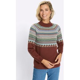 Norwegerpullover Classic Basics "Norwegerpullover", Damen, Gr. 54, rotbraun, himmelblau, gemustert, 100% Polyacryl, gemustert, Pullover Norwegerpullover