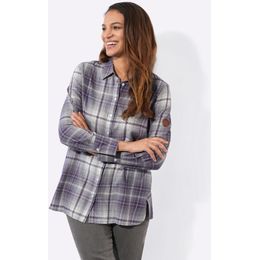 Flanellbluse Casual Looks, Damen, Gr. 40, feige, steingrau, kariert, 100% Baumwolle, gemustert, kariert, mehrfarbig, Blusen