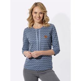 3/4-Arm-Shirt "3/4-Arm-Shirt", Damen, Gr. 52, bleu, rauchblau, bedruckt, 100% Baumwolle, gemustert, mehrfarbig, Rundhals, Shirts 3/4-Arm-Shirt