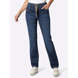 Schlupfjeans Classic Basics, Damen, Gr. 28, Kurzgr&ouml;&szlig;en, blau, bleached, 81% Baumwolle, 17% Polyester, 2% Elasthan, unifarben, lang, Jeans Schlupfjeans