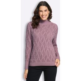 Stehkragenpullover Inspirationen "Stehkragen-Pullover", Damen, Gr. 36, mauve, 100% Baumwolle, unifarben, Pullover Stehkragenpullover