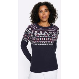 Norwegerpullover Classic Basics "Pullover", Damen, Gr. 38, marine, ecru, gemustert, 100% Polyacryl, gemustert, mehrfarbig, Pullover Norwegerpullover