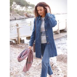 Kurzmantel Casual Looks, Damen, Gr. 36, blau, stone, washed, 98% Baumwolle, 2% Elasthan, unifarben, unifarben mit Farbeinsatz, unifarben mit Farbeins&auml;tzen, M&auml;ntel Kurzmantel