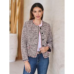 Jackenblazer Heine "Boucl&eacute;-Blazer", Damen, Gr. 38, schwarz, ros&eacute;, gemustert, 75% Polyester, 25% Viskose, Blazer