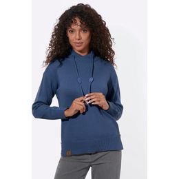 Strickpullover Casual Looks "Langarm-Pullover", Damen, Gr. 54, jeansblau, 50% Baumwolle, 50% Polyacryl, unifarben, Pullover Strickpullover