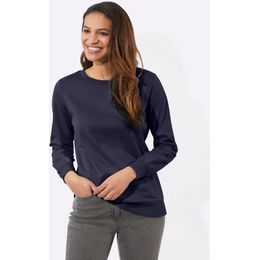 Sweatshirt Casual Looks, Damen, Gr. 40, blau (marine), 100% Baumwolle, unifarben, Rundhals, Sweatshirts Sweatshirt