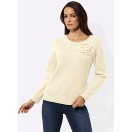 CR&Eacute;ATION L Strickpullover CREATION L "Woll-Mix-Pullover", Damen, Gr. 40, champagner, 70% Polyacryl, 30% Wolle, unifarben, Pullover Strickpullover