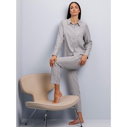 w&auml;schepur Schlafanzug W&Auml;SCHEPUR, Damen, Gr. 36/38, steingrau, ecru, 100% Viskose, Homewear-Sets Schlafanzug