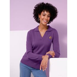 Polokragenpullover Classic Basics "Pullover", Damen, Gr. 56, lila, 100% Polyacryl, unifarben, Pullover