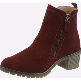 Stiefelette Heine, Damen, Gr. 35, bordeaux, Leder, Rindsleder, Veloursleder, Schuhe Stiefelette