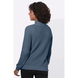 Stehkragenpullover Casual Looks "Stehkragen-Pullover", Damen, Gr. 36, rauchblau, 50% Baumwolle, 50% Polyacryl, unifarben, Pullover Stehkragenpullover