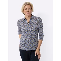 Poloshirt CLASSIC "Poloshirt", Damen, Gr. 42, bunt (marine, vanille, bedruckt), 100% Baumwolle, gemustert, mehrfarbig, Shirts