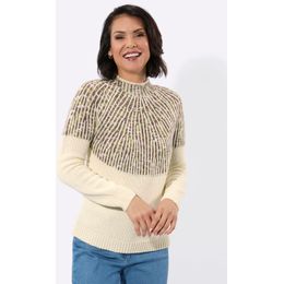 Norwegerpullover Casual Looks "Norwegerpullover", Damen, Gr. 52, champagner, feige, gemustert, 75% Polyacryl, 25% Wolle, gemustert, mehrfarbig, Pullover Norwegerpullover
