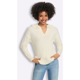 Strickpullover Heine "Pullover", Damen, Gr. 36, champagner, 50% Viskose, 25% Polyester, 25% Polyamid, unifarben, Pullover Strickpullover