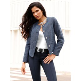 Jackenblazer Heine "Blazerjacke", Damen, Gr. 38, rauchblau, hellblau, gemustert, 91% Polyester, 5% Polyacryl, 1% Viskose, 1% Polyamid, 1% Wolle, 1% metallisierte Fasern, Blazer