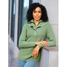 Troyer Classic Basics "Troyer-Pullover", Damen, Gr. 38, eucalyptus, 100% Polyacryl, unifarben, Pullover Troyer