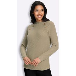 Stehkragenpullover Classic Basics "Pullover", Damen, Gr. 38, sesam, 100% Polyacryl, unifarben, Pullover Stehkragenpullover