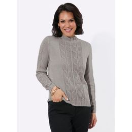 Stehkragenpullover Casual Looks "Stehkragen-Pullover", Damen, Gr. 36, steingrau, meliert, 100% Polyacryl, unifarben, Pullover Stehkragenpullover