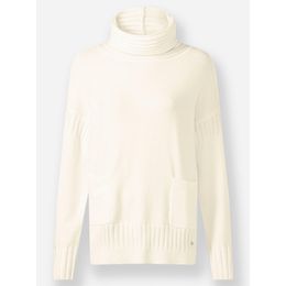 Rollkragenpullover Heine "Rollkragenpullover", Damen, Gr. 34, beige (ecru), 50% Viskose, 28% Polyester, 22% Polyamid, unifarben, Pullover Rollkragenpullover