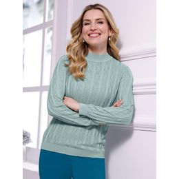 Stehkragenpullover Classic Basics "Stehkragen-Pullover", Damen, Gr. 44, kalkmint, 100% Viskose, unifarben, Pullover Stehkragenpullover