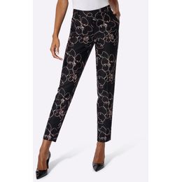 CR&Eacute;ATION L B&uuml;gelfaltenhose CREATION L, Damen, Gr. 25, Kurzgr&ouml;&szlig;en, schwarz, burgund, gemustert, 70% Viskose, 30% Lyocell, unifarben, Hosen