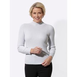 Stehkragenpullover CLASSIC "Stehkragen-Pullover", Damen, Gr. 50, ecru, meliert, 39% Viskose, 33% Polyester, 20% Polyamid, 8% metallisierte Fasern, meliert, Pullover Stehkragenpullover
