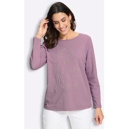 Sweatshirt Inspirationen, Damen, Gr. 36, mauve, 50% Baumwolle, 50% Polyester, gebl&uuml;mt, gemustert, Rundhals, Sweatshirts Sweatshirt