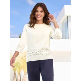 Rundhalspullover Classic Basics "Langarm-Pullover", Damen, Gr. 38, ecru, 100% Polyacryl, unifarben, Pullover Rundhalspullover