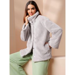 Fellimitatjacke Heine, Damen, Gr. 38, hellgrau, 100% Polyester, unifarben, Jacken