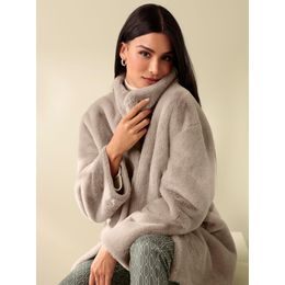 Wintermantel Heine, Damen, Gr. 48, sesam, taupe, meliert, 92% Polyester, 8% Elasthan, Innenseite:100% Polyester, unifarben, unifarben mit Farbeinsatz, unifarben mit Farbeins&auml;tzen, M&auml;ntel Wintermantel